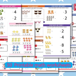 50 Math Bundle Printable Sheets,addition Worksheets,worksheets Adding ...