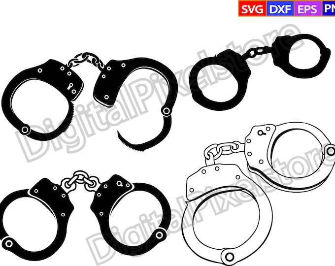 Police Handcuffs Svghandcuff Svghandcuff Outlinehandcuffs - Etsy