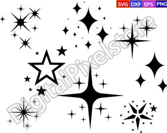 Sparkle Stars Svg Bundle Star Cut File Stars Vector Sky Svg Celestial Night Sky Svg Sparkle Star ...