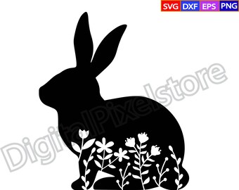 Floral Bunny Silhouette - Etsy