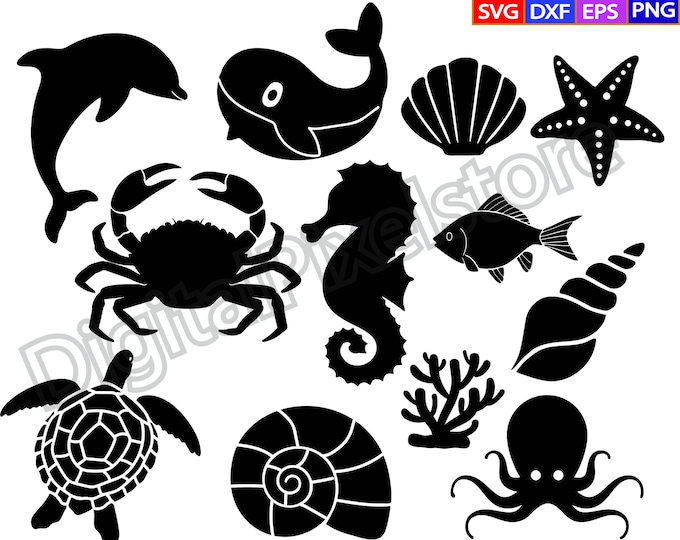 Ocean Svg Bundle, Under the Sea Svg, Ocean Clipart, Ocean Animals Svg ...