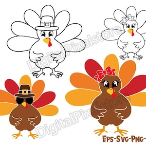 Thanksgiving Turkey Clipart (svg, Png, Eps, Dxf) Digital Download - Etsy
