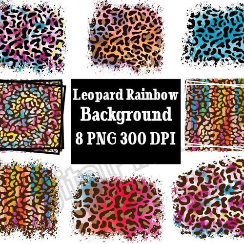 Leopard Rainbow Background Pngleopard Print Splash | Etsy