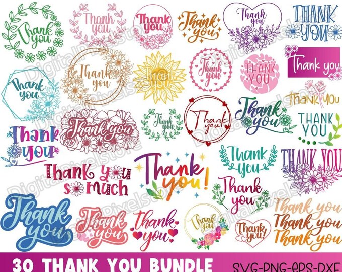 Danke SVG-Bundle, Danke-Aufkleber-Svg, Danke-Schnitt-Dateien, Danke-Svg ...