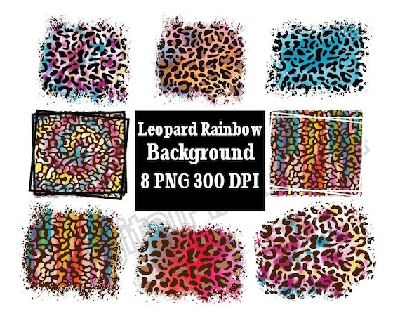 Leopard Rainbow Background Pngleopard Print Splash | Etsy