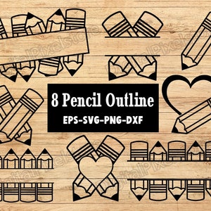 Pencil Outline SVG: School Teacher Cut File (digital Download) - Etsy