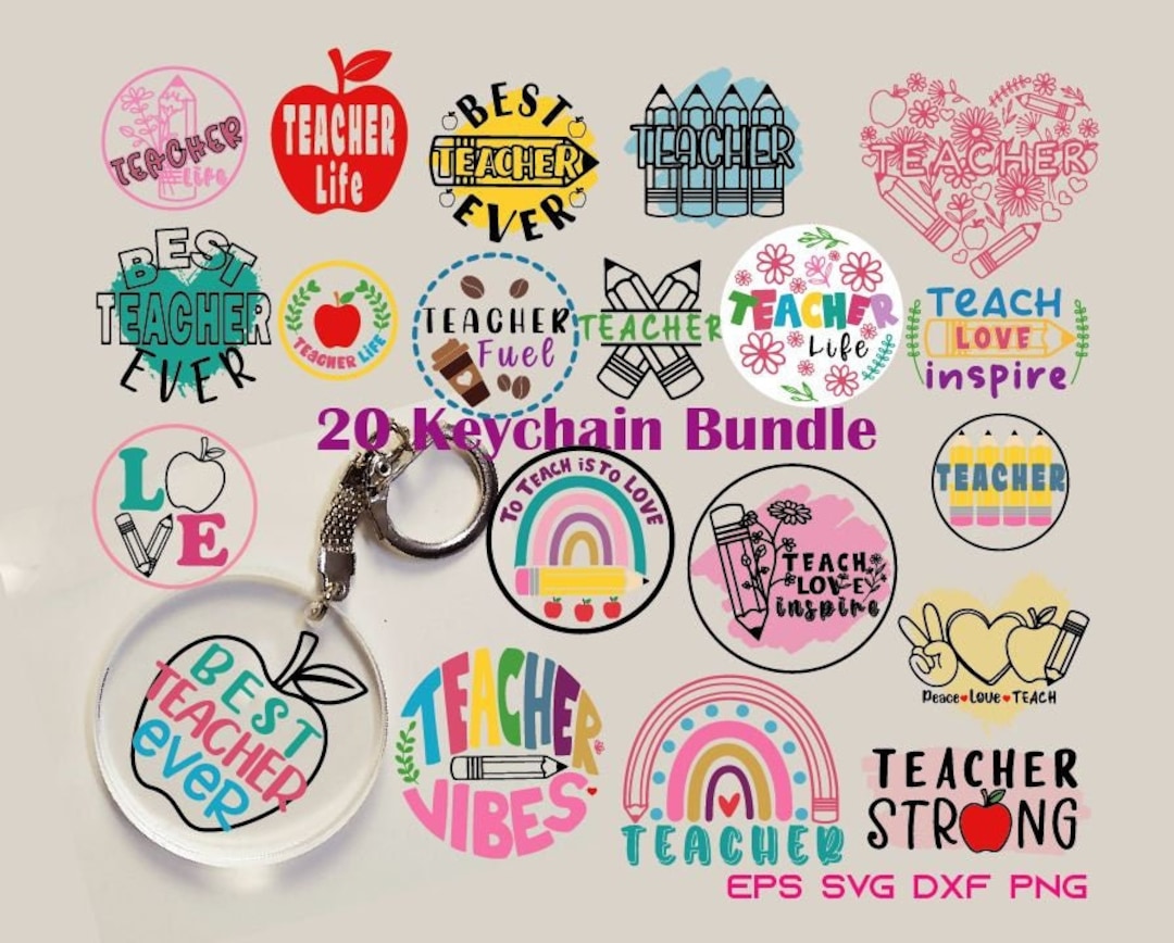 Teacher Keychain SVG Bundle: Back to School Designs (digital Download ...