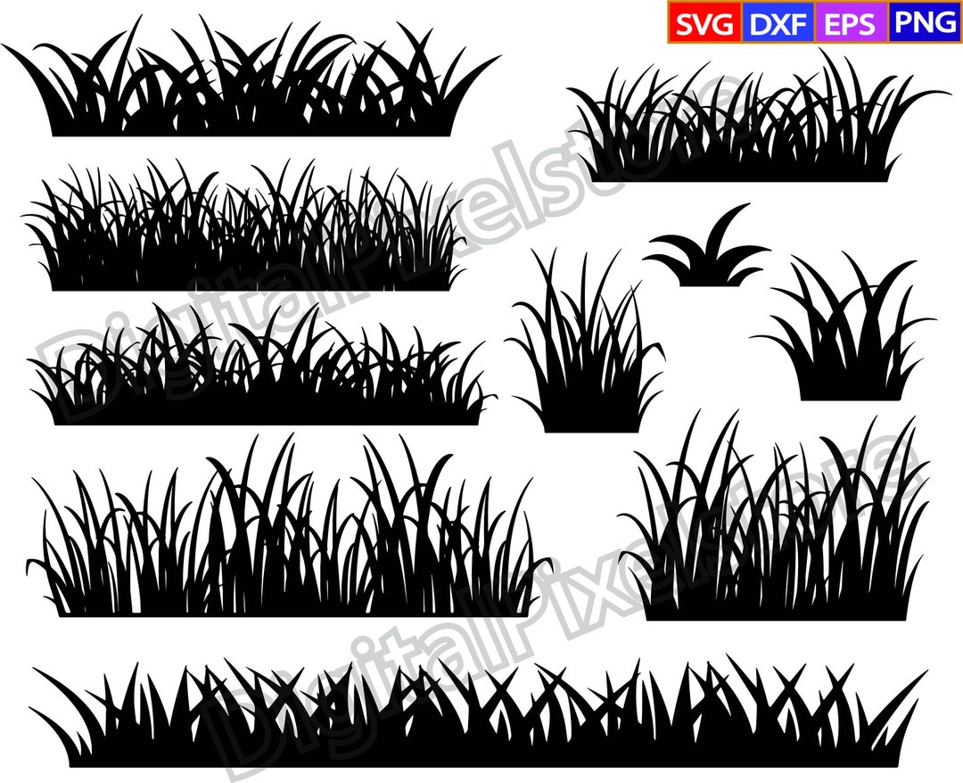 Grass SVG Bundle: Vector Cut Files for Cricut, Silhouette (digital ...