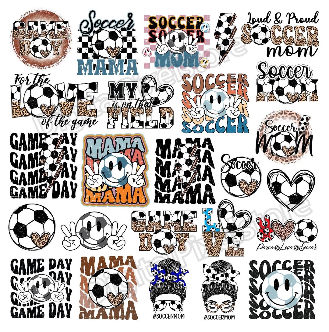 Retro Soccer PNG Bundle: Game Day Sublimation Designs (digital Download ...
