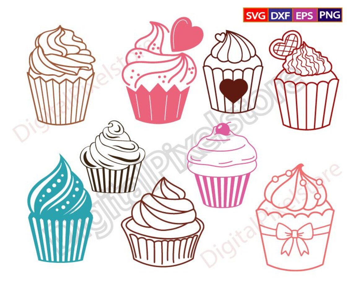 Cupcake Bundle Svgcupcake Svgcupcake Clipartparty Cupcake - Etsy