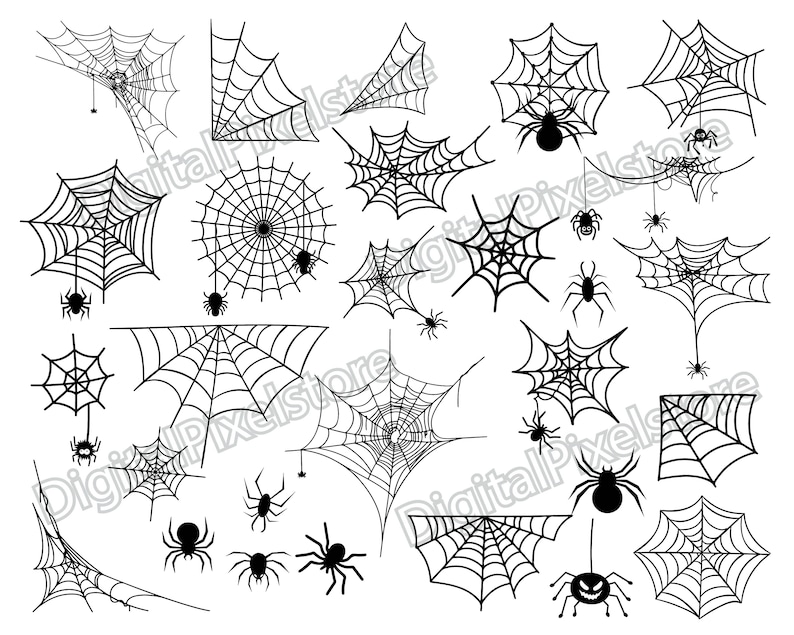 Halloween SVG Bundle: Spiderwebs, Ghosts, Silhouettes (digital Download ...