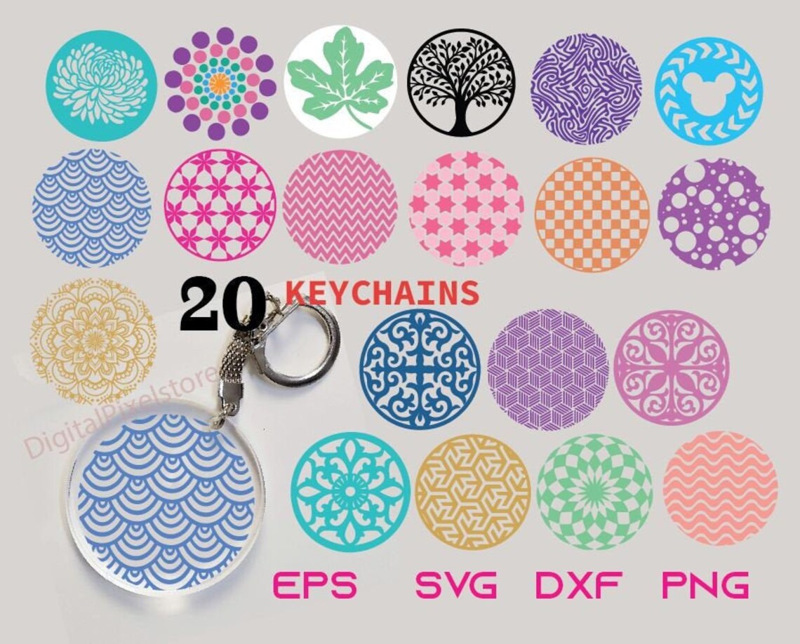 Keychain Svgkeychain Svg Bundlekeychain Designround Pattern - Etsy