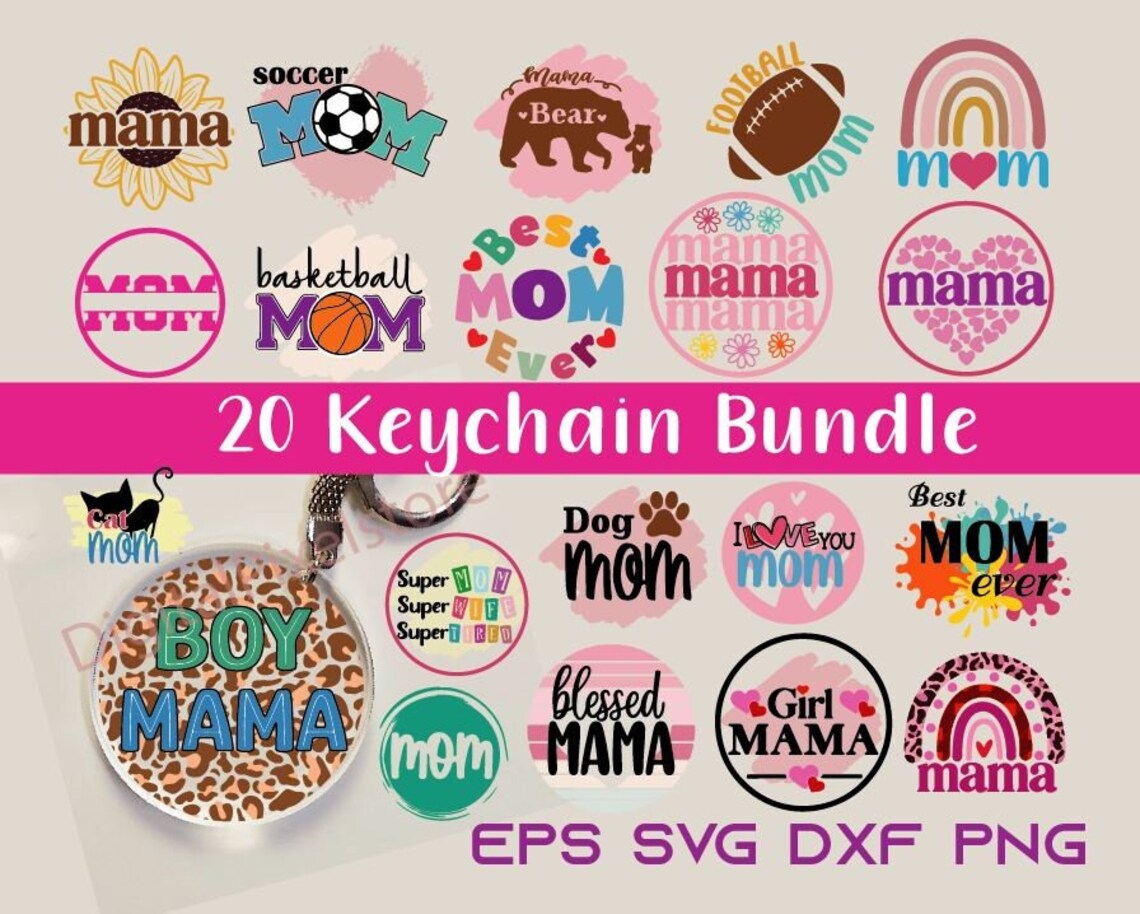 Mom Keychain Svg Bundlemom Life Keychainmom Keychain - Etsy