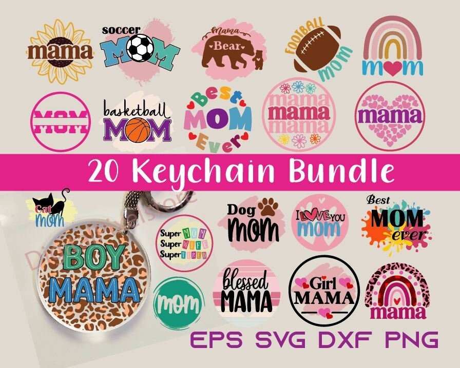 Mom Keychain Svg Bundlemom Life Keychainmom Keychain - Etsy