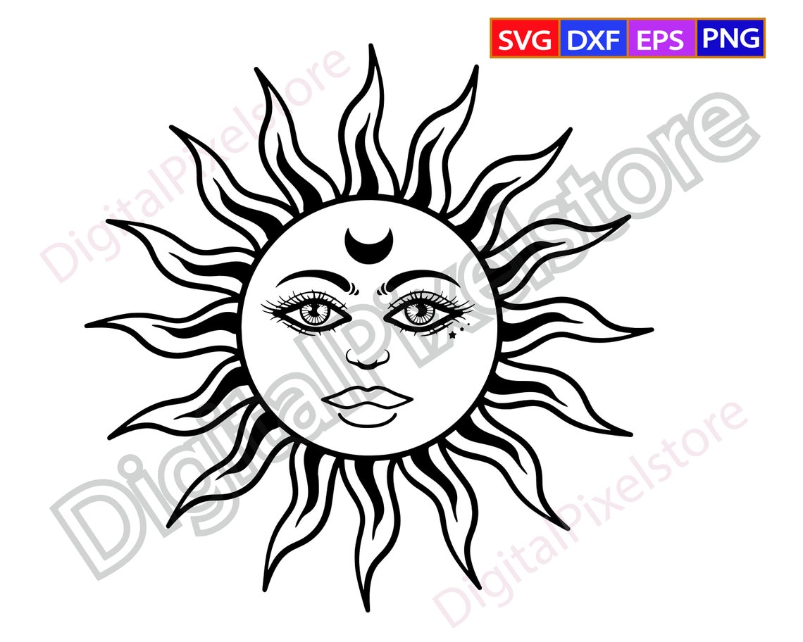 Zon en Maan svg bestanden Hemelse zon en maan svg Boho Zon - Etsy Nederland