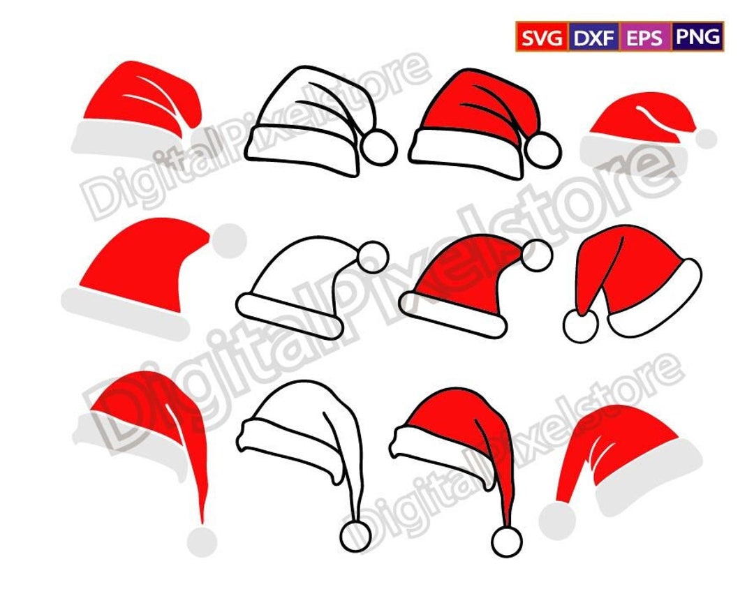 Santa Hat SVG Bundle: Christmas Vector Graphics (digital Download) - Etsy