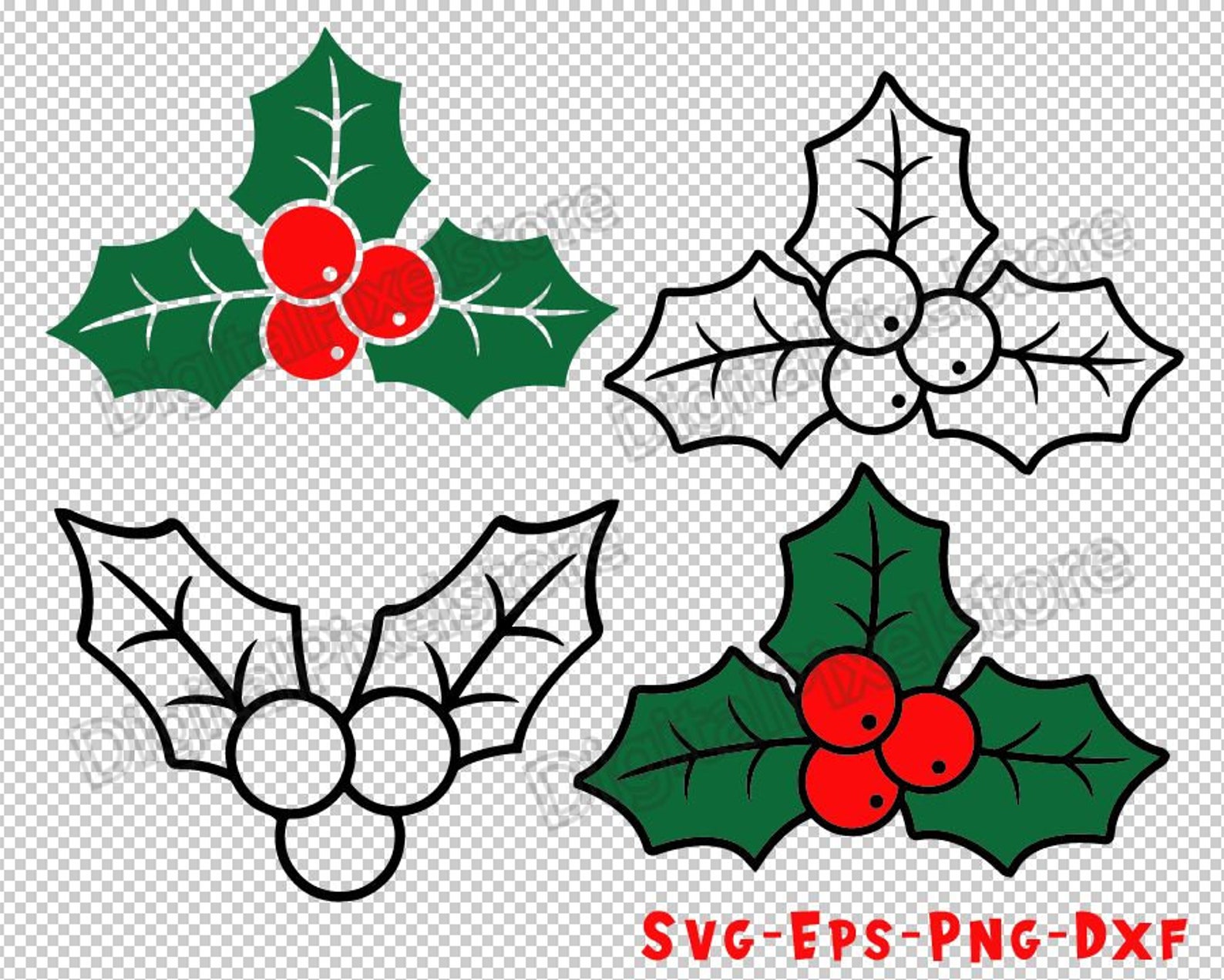 Christmas Holly Berry SVG: Clipart Vector Cut Files (digital Download ...