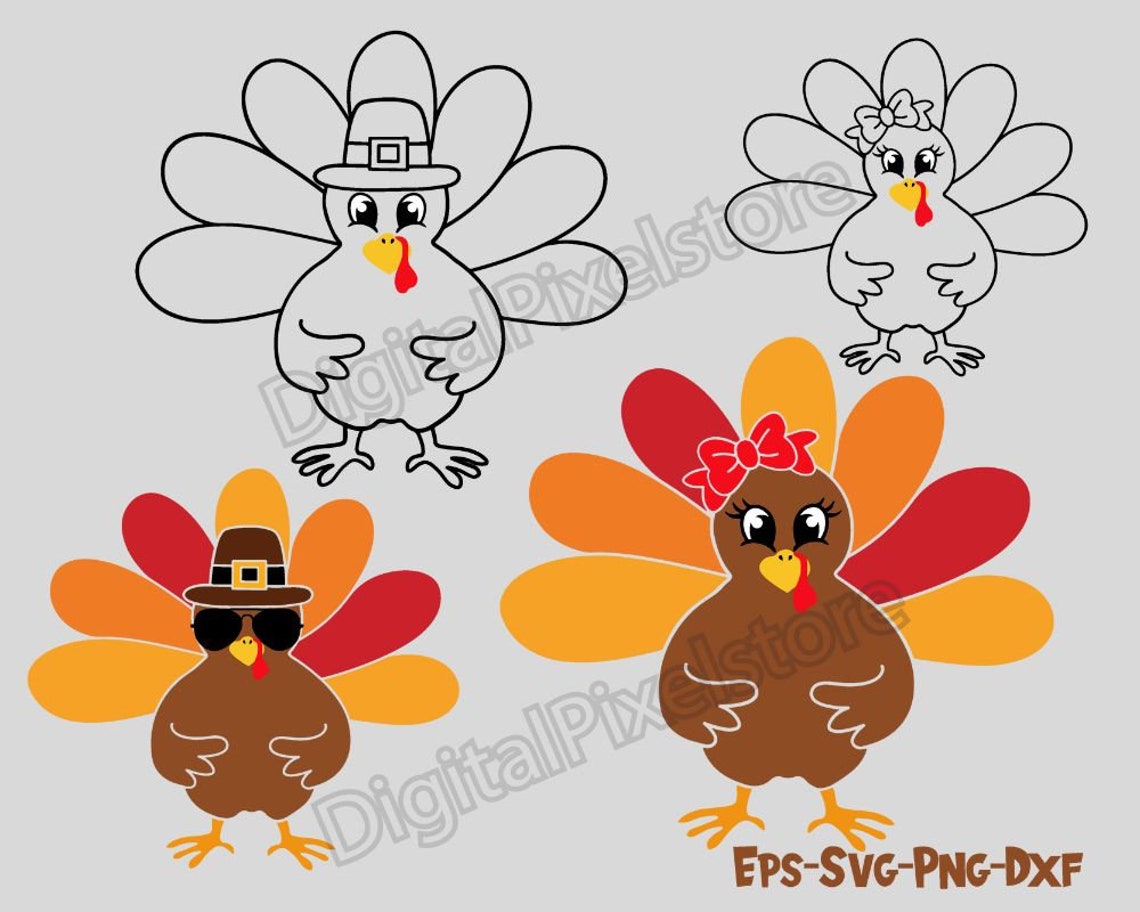Thanksgiving Turkey Clipart (svg, Png, Eps, Dxf) Digital Download - Etsy