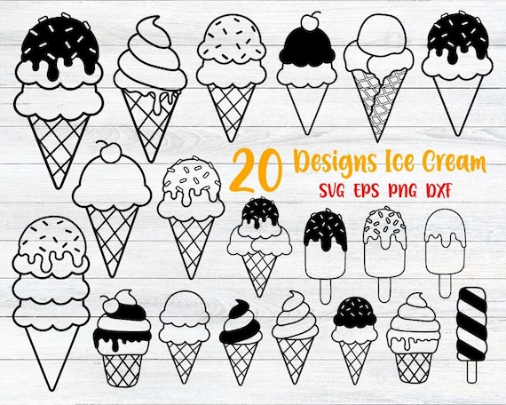 Ice Cream Cone Vector Outline
