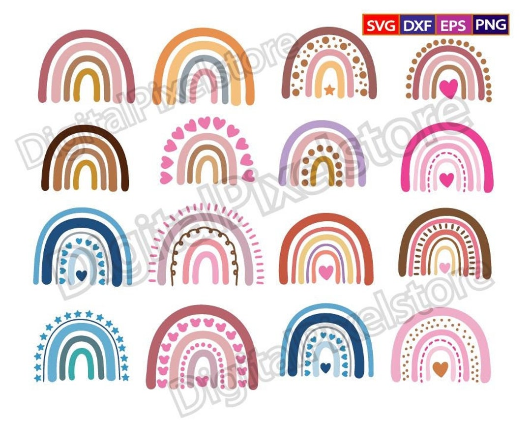 Rainbow Svg,boho Rainbow SVG Bundle,hand Drawn Rainbow Svg,rainbow ...