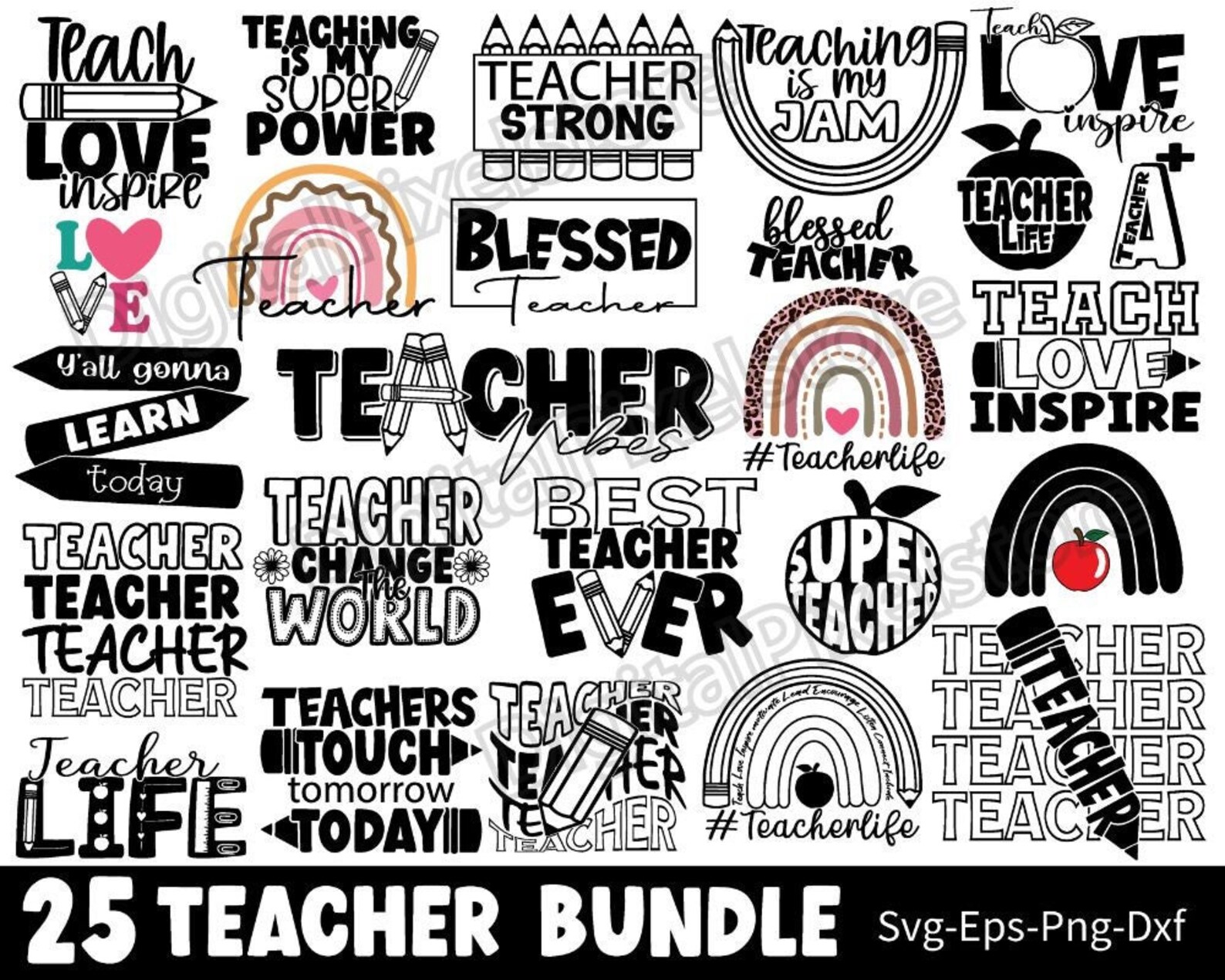 Teacher Bundle Svgteacher Svgteacher Quote Svgschool - Etsy