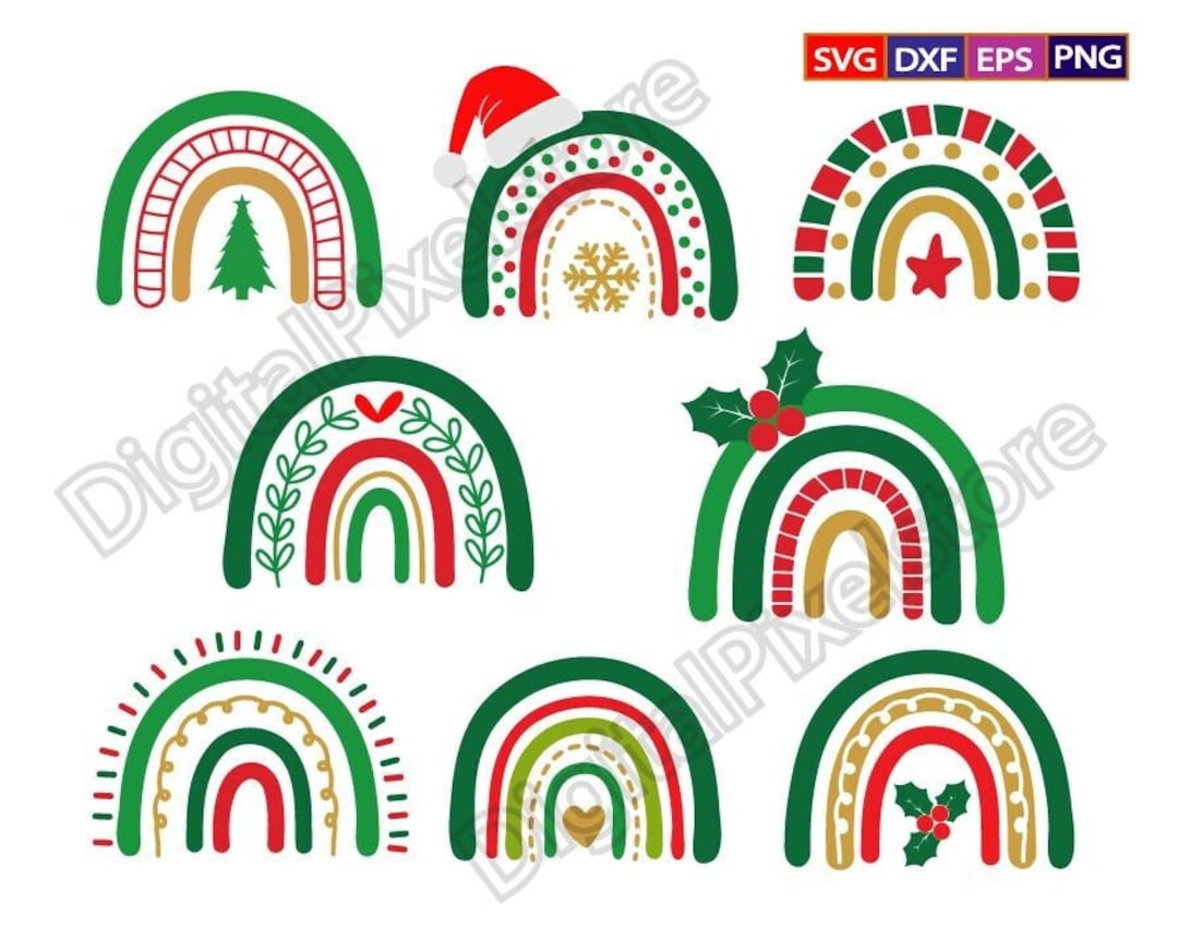 Christmas Rainbow Svg,christmas Bundle Svg,merry Christmas Svg,rainbow ...