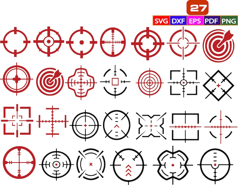 Target Bundle Svgcrosshair Svgtarget Cut Filesbullseye - Etsy