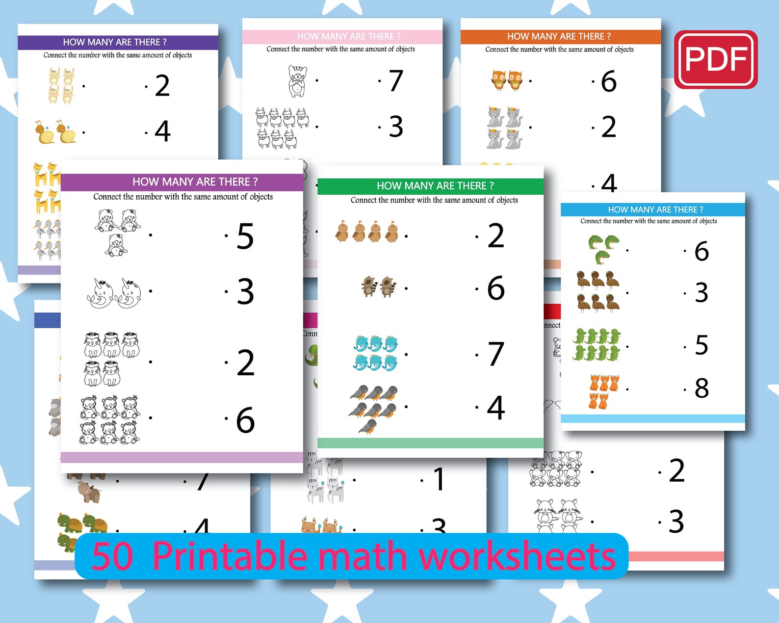 50 Math Bundle Printable Sheets,addition Worksheets,worksheets Adding ...