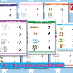 50 Math Bundle Printable Sheets,addition Worksheets,worksheets Adding ...