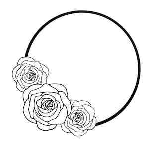 Rose Flower SVG Bundle: Outline Clipart, Silhouette Vector (digital ...