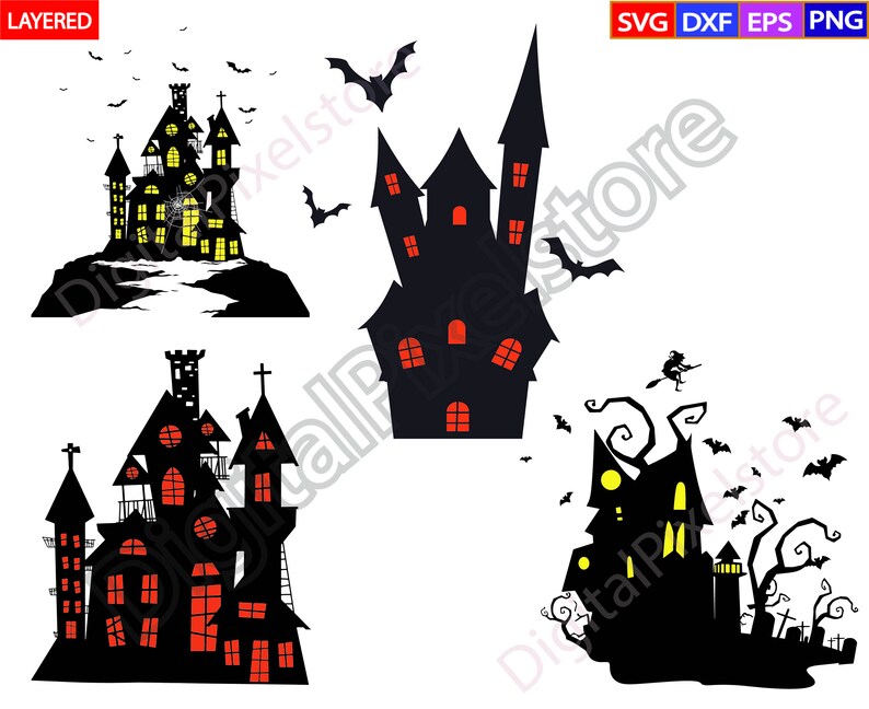 Haunted House Halloween Svghaunted House Svghalloween Castle - Etsy