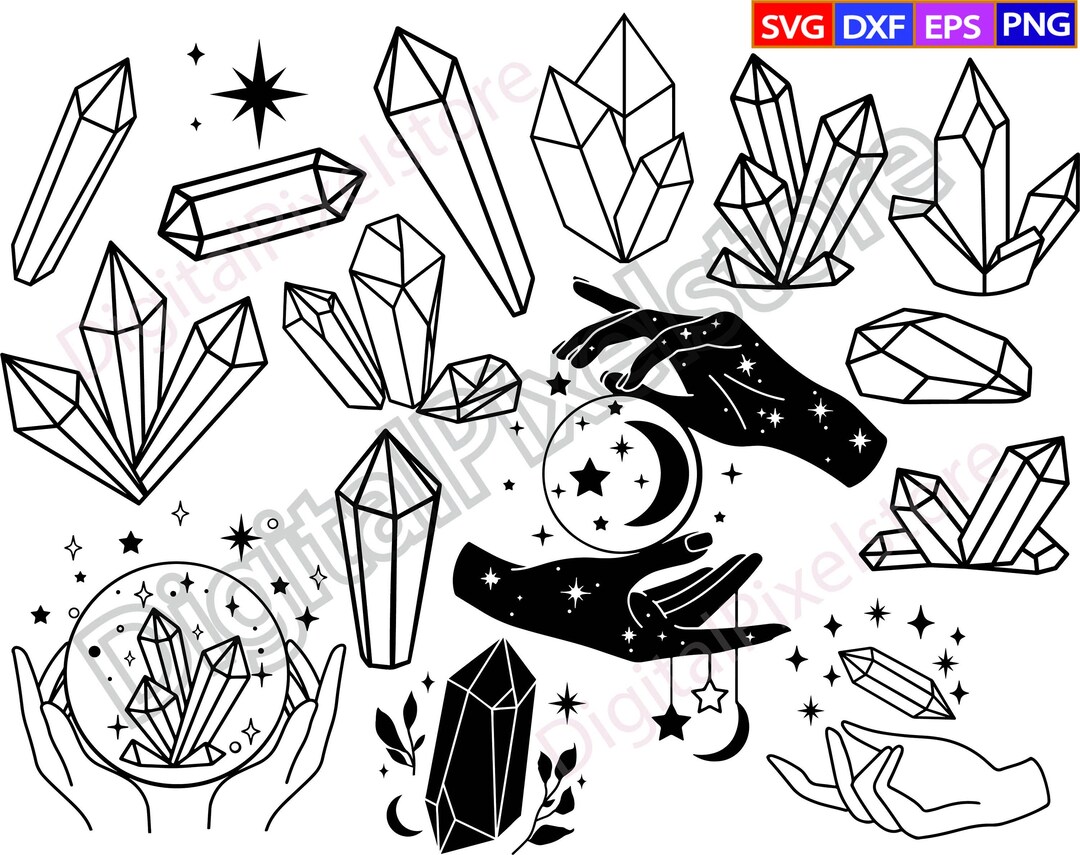 Crystal Svg Bundle,magic Crystals SVG Files,crystal Svg,celestial Svg ...