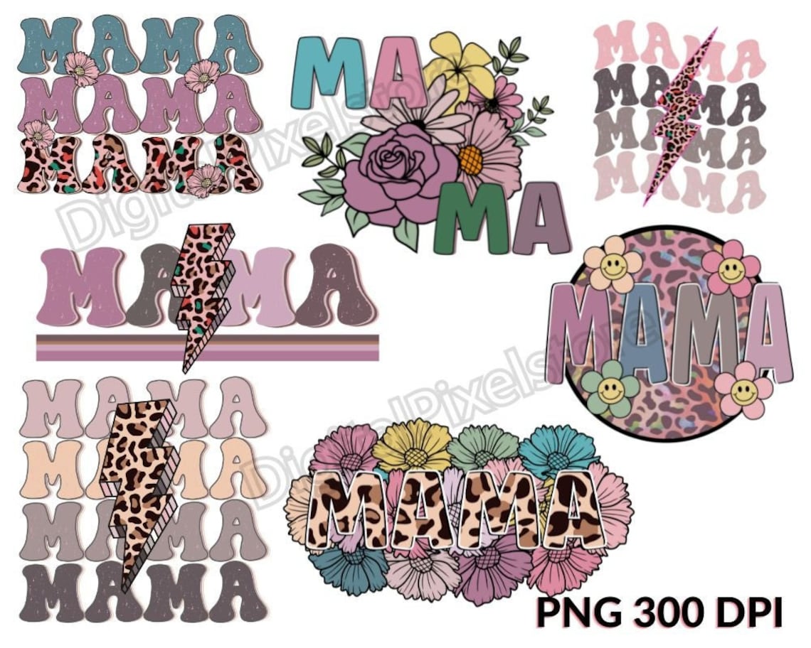 Retro Mama Png Bundlemama Png Designfloral Mama Pngvintage - Etsy