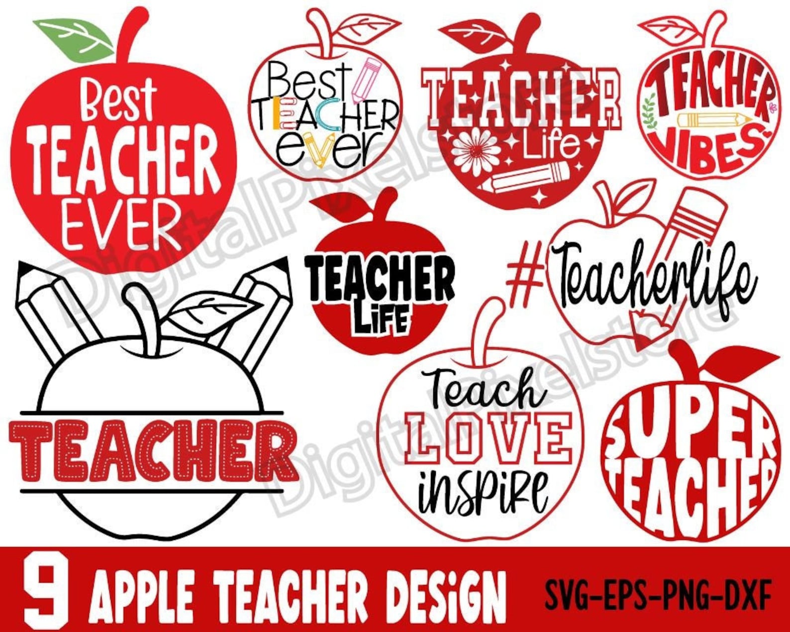 Teacher Apple SVG Design File, Teacher Life Shirt (digital Download) - Etsy