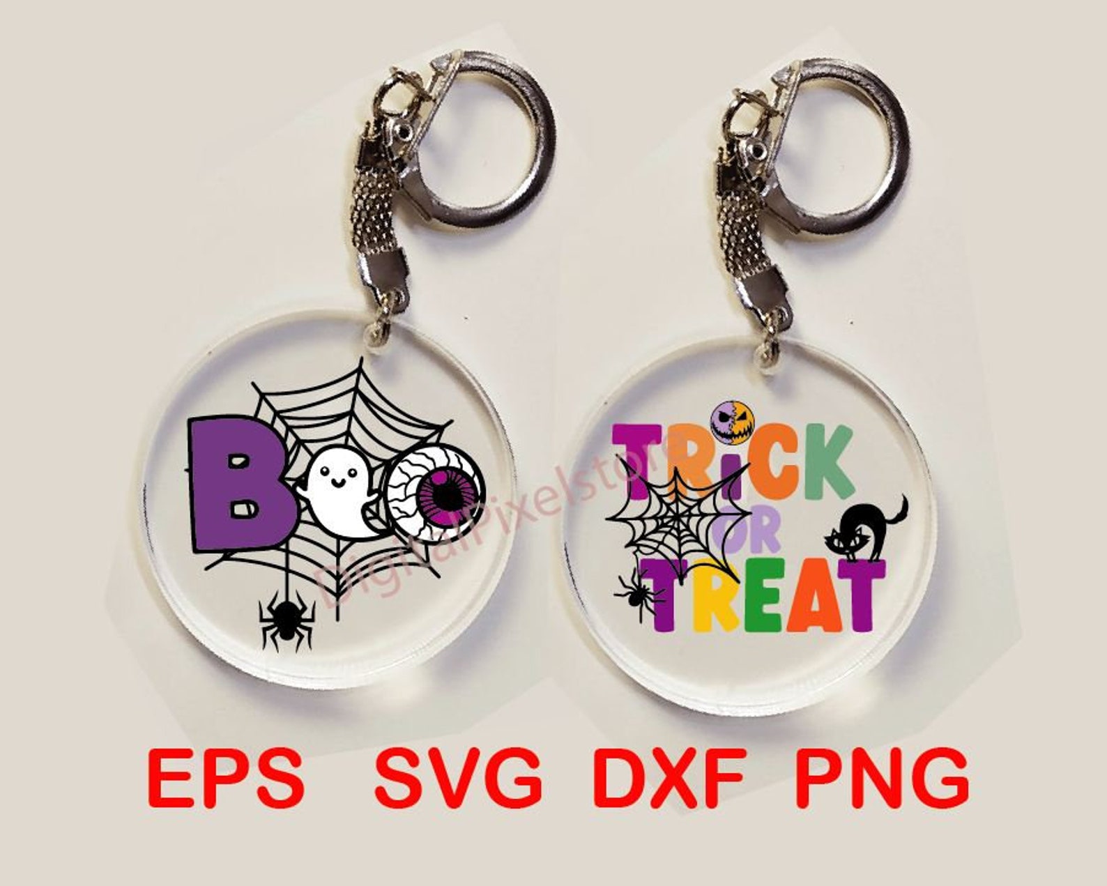 Halloween Keychain SVG Bundle: Ghost, Spider, Witch (digital Download ...