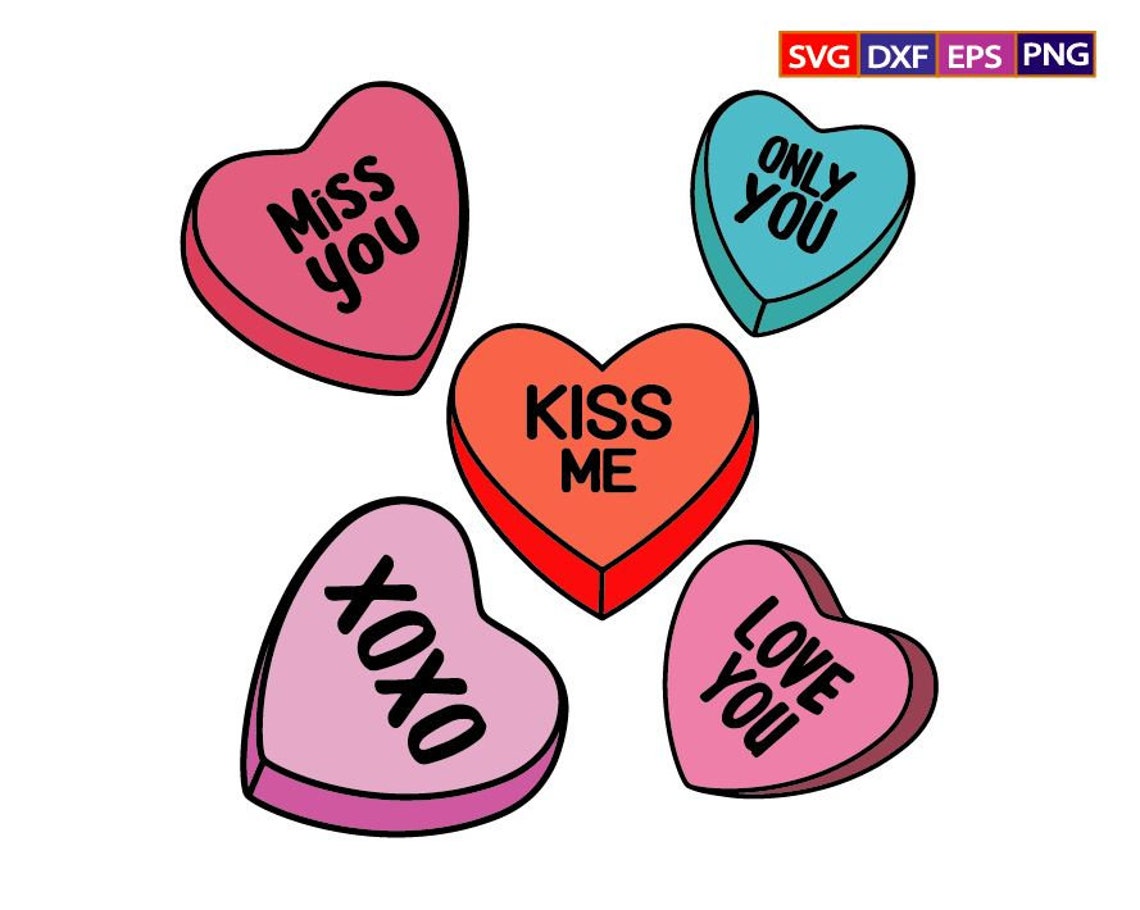 Candy Hearts Svg Bundlecandy Hearts Svgvalentines Day | Etsy