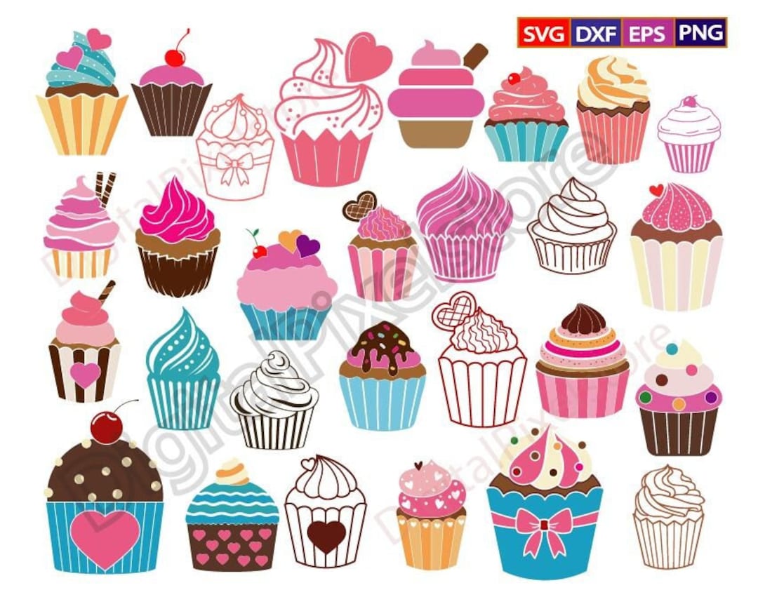 Cupcake Bundle Svg,cupcake Svg,cupcake Clipart,party Cupcake Svg ...
