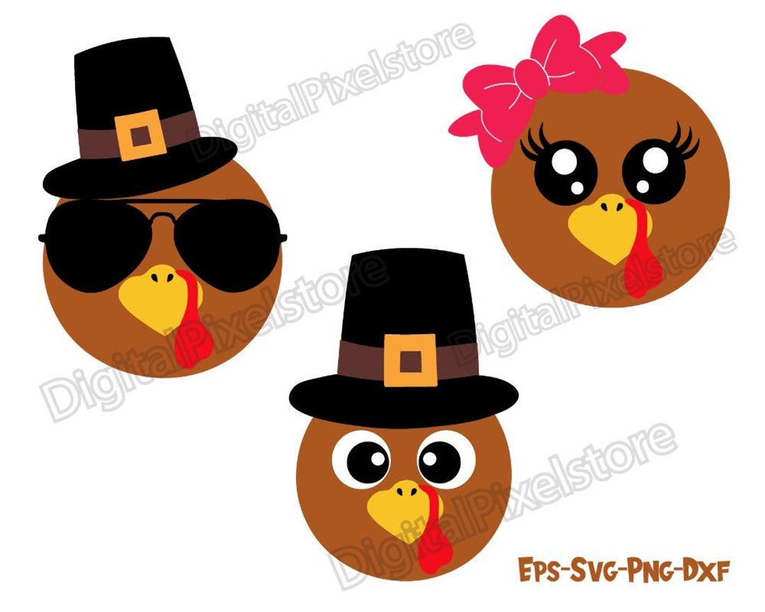 Cute Turkey Face Svg,turkey Face Svg,thanksgiving Turkey Svg,turkey ...