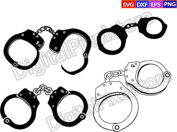 Police Handcuffs Svghandcuff Svghandcuff Outlinehandcuffs | Etsy