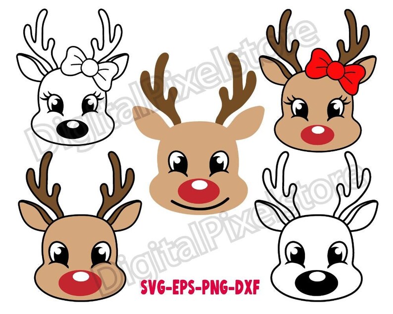 Reindeer Faces Svgchristmas Reindeer Face SVG Bundlereindeer - Etsy