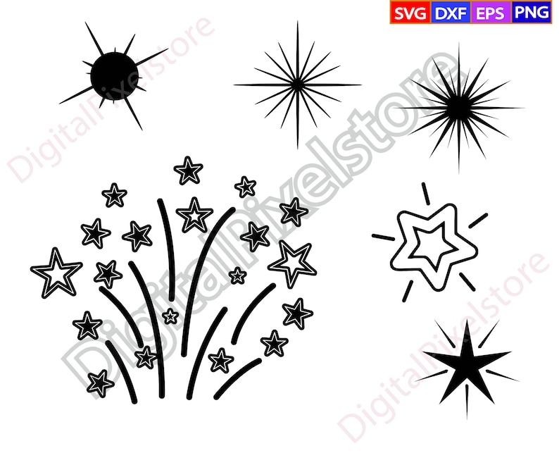 Sparkle Stars SVG Bundle, Shooting Stars Cut Files (digital Download ...