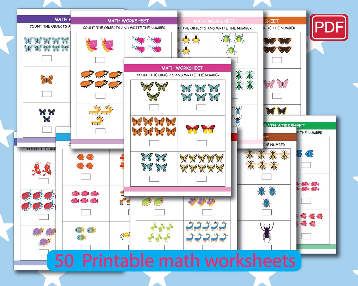 50 Math Bundle Printable Sheetsaddition Worksheetsworksheets | Etsy