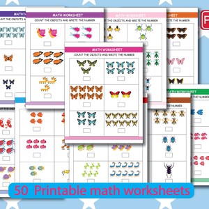 50 Math Bundle Printable Sheets,addition Worksheets,worksheets Adding ...
