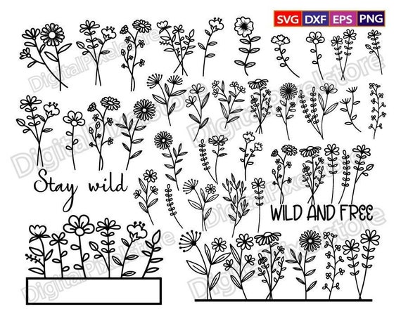 Wildflowers Svg Bundleflower Svgfloral Svgflower - Etsy