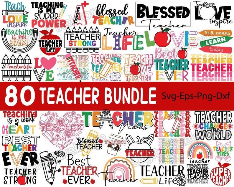 Teacher SVG Bundle: School Quotes, Teacher Life Designs (digital ...