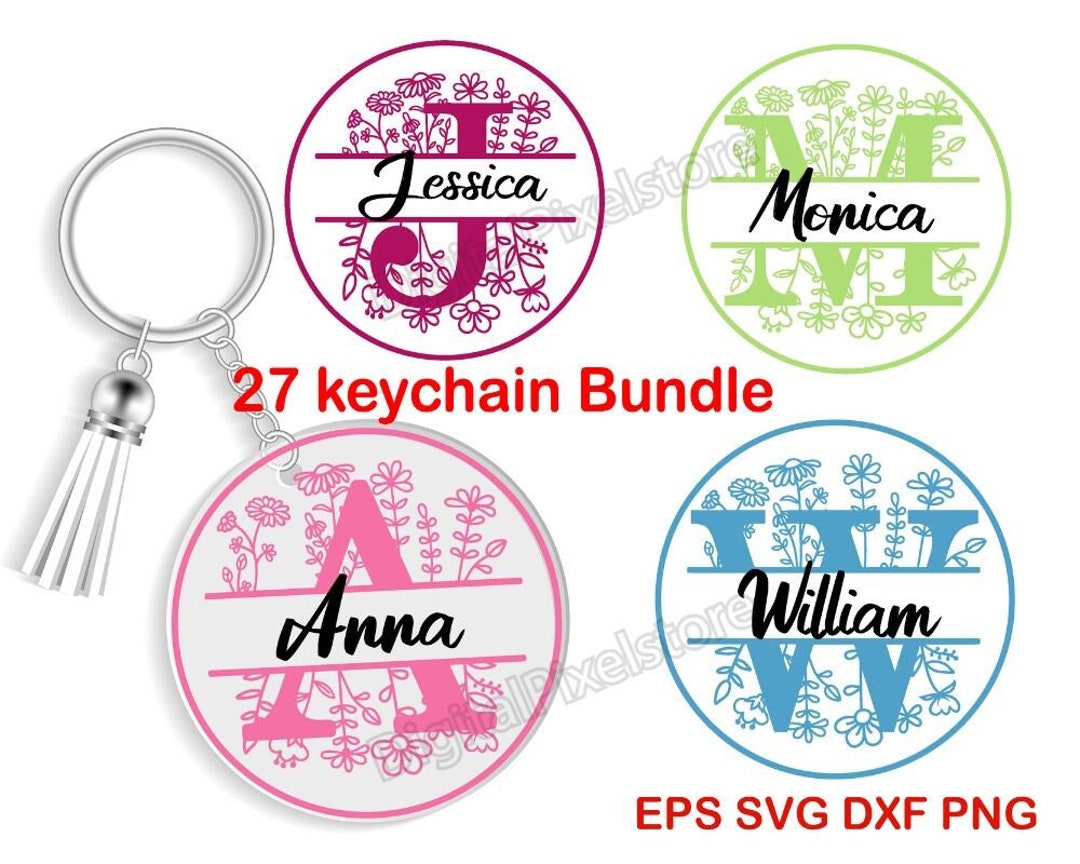 Keychain Split Floral Monogram Svg,keychain Monograms Svg,keychain ...