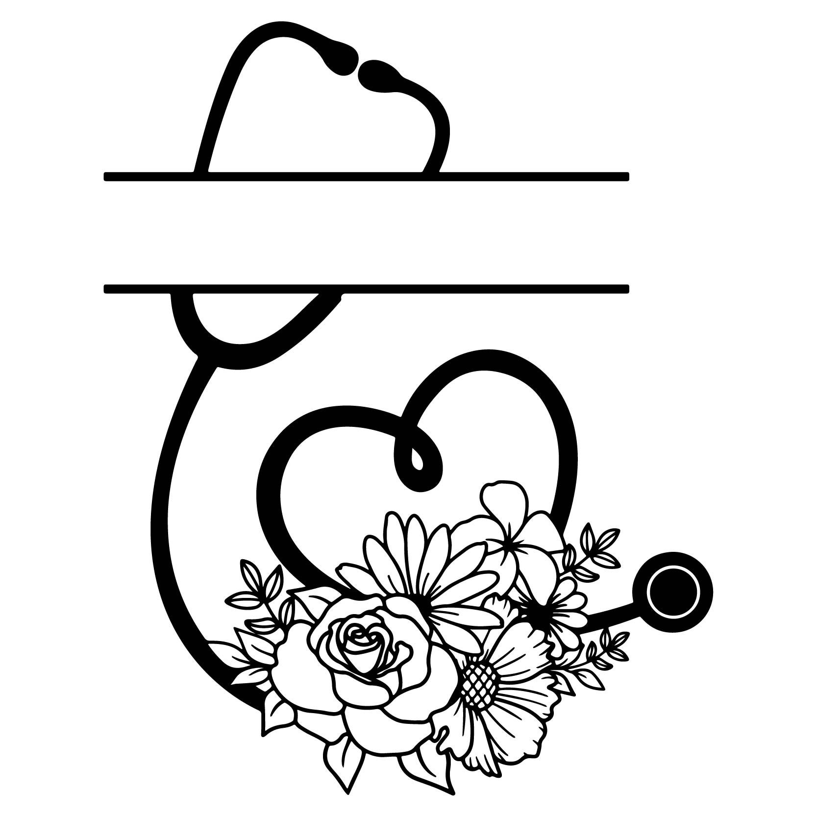 Stethoscope Split Monogram SVG Bundlestethoscope Heart - Etsy