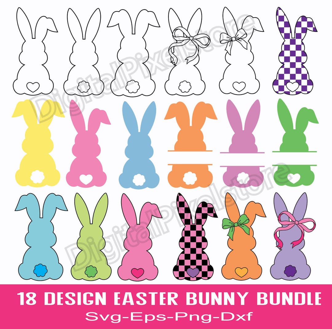 Easter Bunny Shape Svg Bundle, Bunny Shape Svg, Bunny Silhouette ...