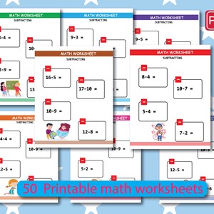 50 Math Bundle Printable Sheets,addition Worksheets,worksheets Adding ...
