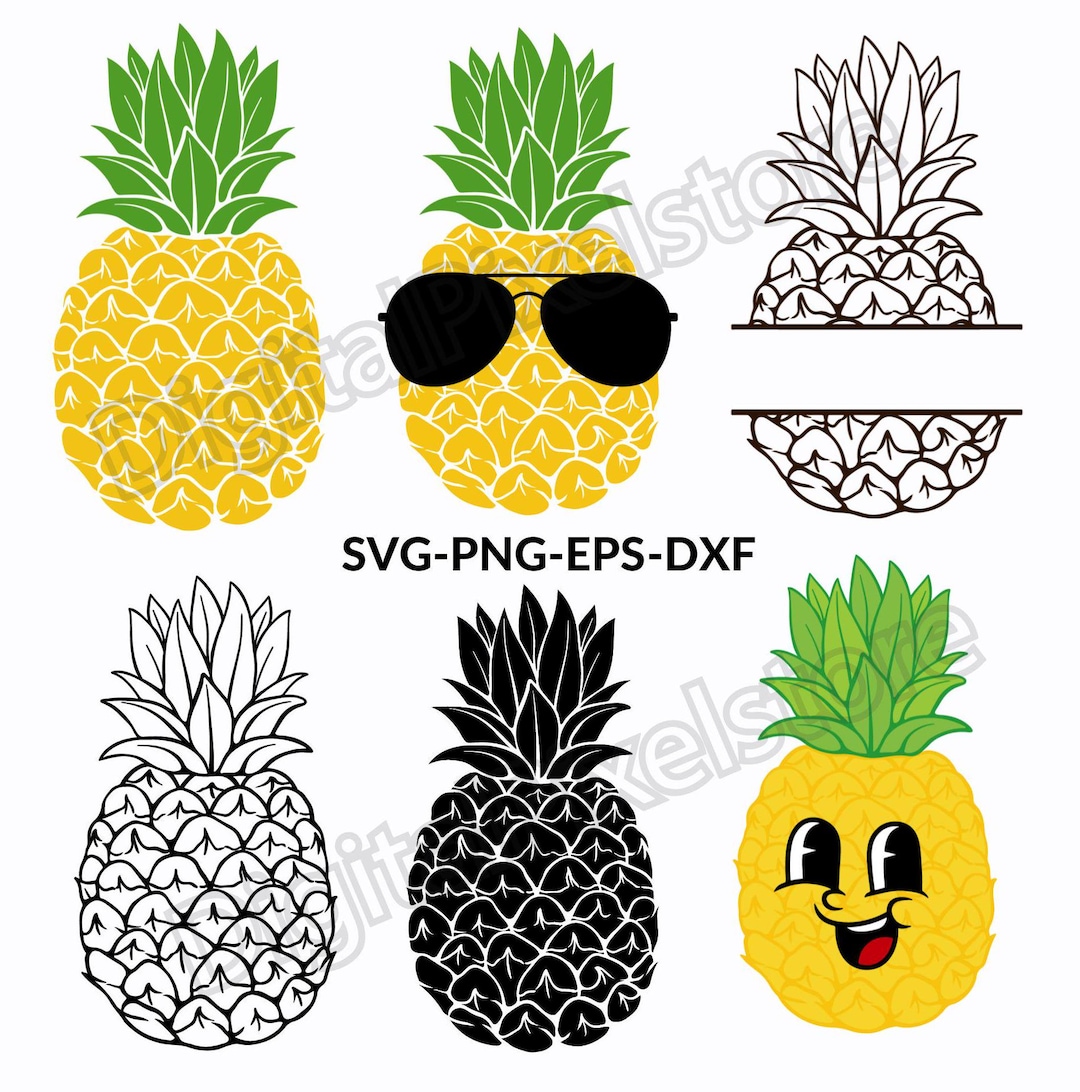 Pineapple SVG, Pineapple Clipart, Pineapple Fruit Svg, Pineapple Outline SVG, Pineapple With ...